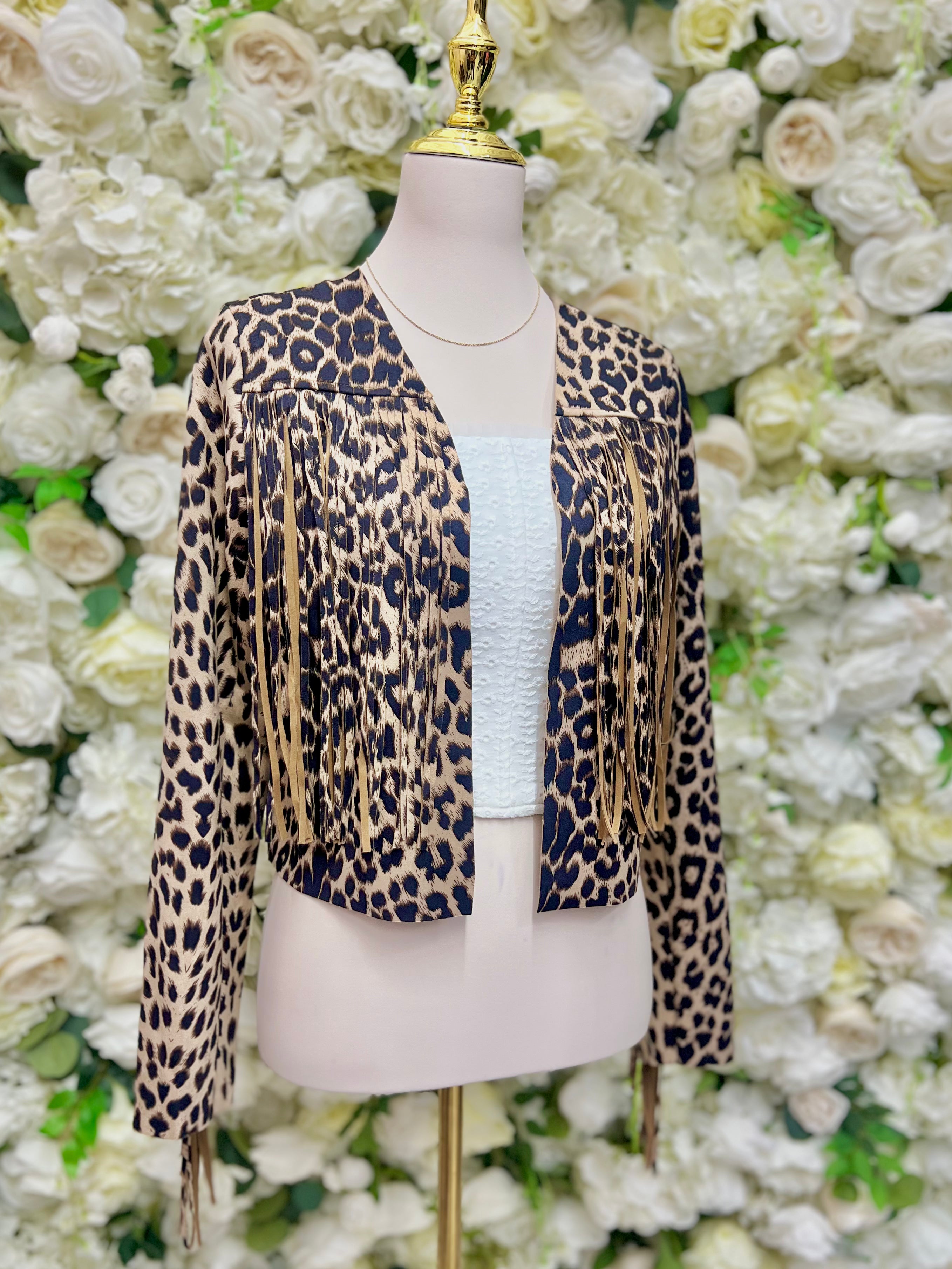 Cropped Fringe Leopard Jacket - Sweet Chikas | Leopard Jacket